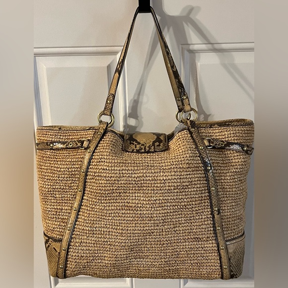 Coach | Bags | Coach Python Straw Natural Large Tote | Poshmark